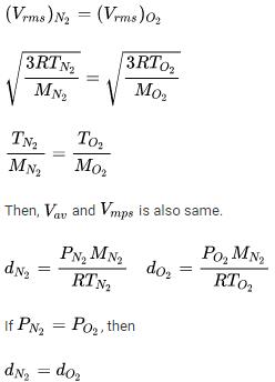 If the rms velocity of nitrogen and oxygen molecule are same at two ...