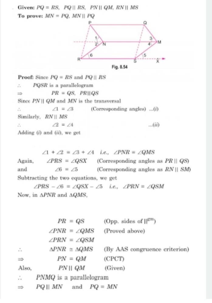Pq And Rs Are Two Equal And Parallel Line Segmaents Any Pojnt M Not Lyong On Pq And Rs Is
