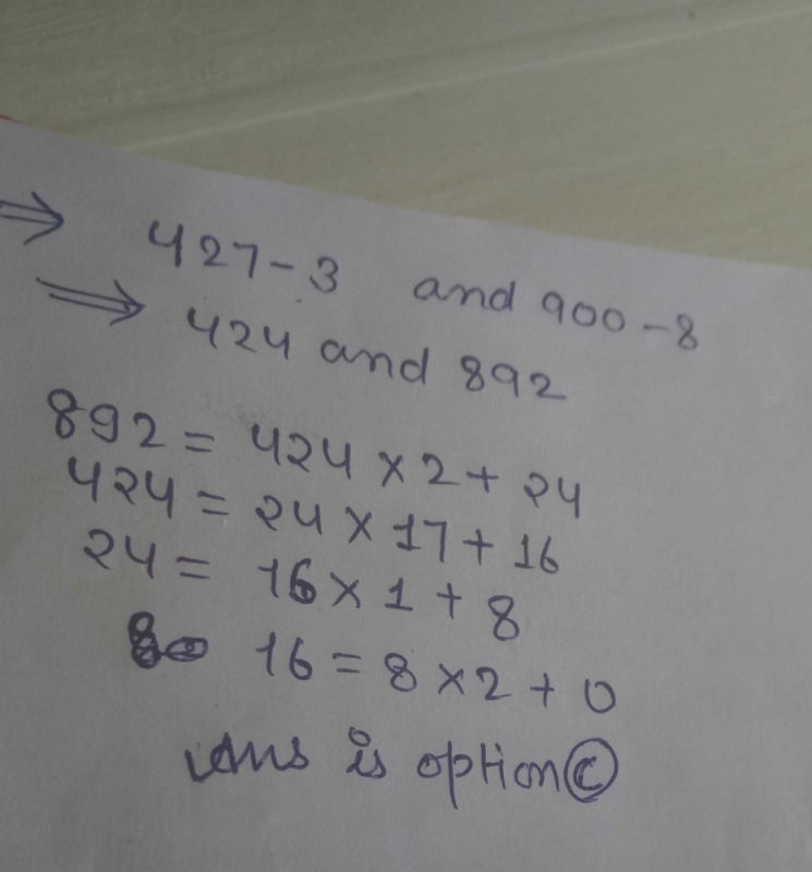 Find the greatest number that will divide 427 and 900 leaving the ...