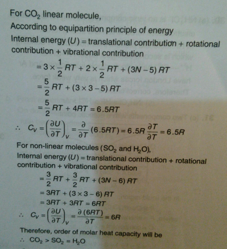 According to the equipartition principle of energy, the molar heat ...
