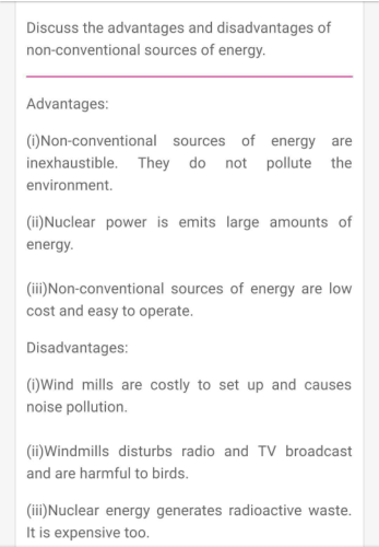 Explain advantages and disadvantages of non conventional sources of ... Explain advantages and disadvantages of non conventional sources of ...