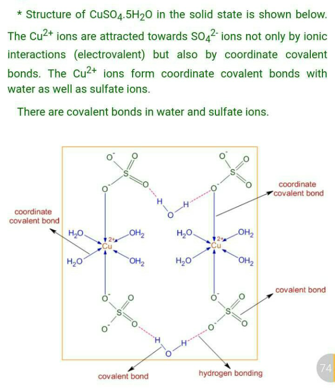 Bonds present in cuso4.5h2o is A.elecrovalent and covalent B ...