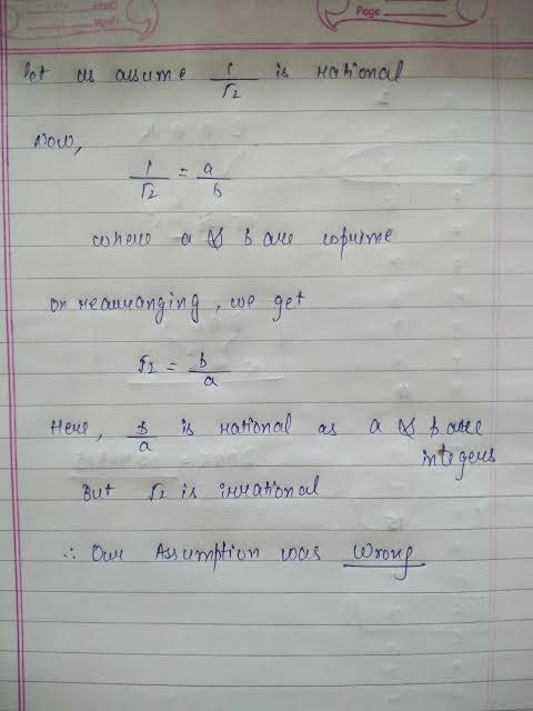 Prove that 1/root2 is irrational? | EduRev Class 10 Question Prove that 1/root2 is irrational? | EduRev Class 10 Question