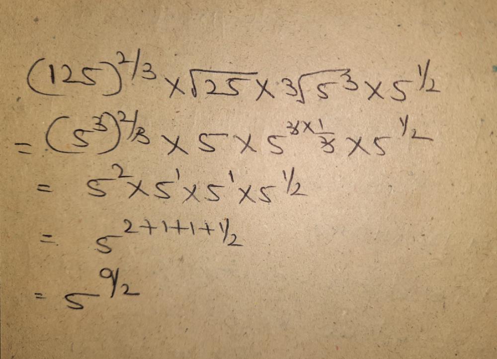 Simplified Value Of 125 2 3 25 3 53 51 2 Isa 5b 1 5c 1d none Of