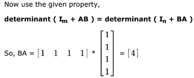 Let A be an mxn matrix and B an nxm matrix.It is given that determinant ...
