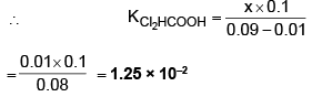 A solution contains HCl, Cl2HC COOH CH3COOH at concentation 0.09 M in ...