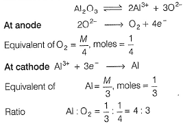 When Al2O3 is electrolysed ,cation and anions are discharged. For a ...