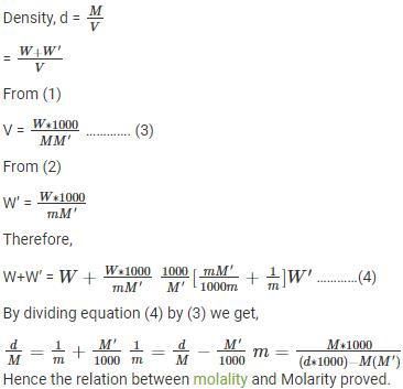 Relation between molarity and molality ?? | EduRev NEET Question