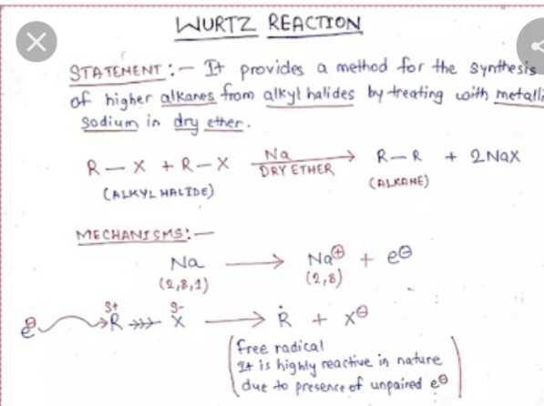 What is wurtz reaction?explain? | EduRev Class 12 Question