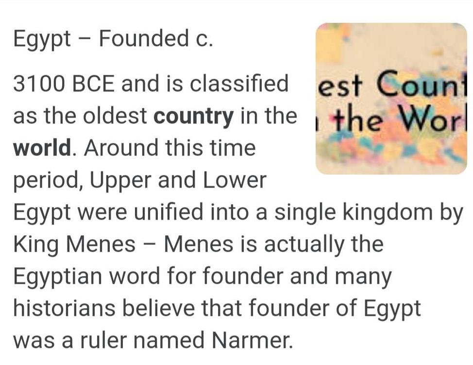 Which was the first country formed in world? | EduRev Class 9 Question