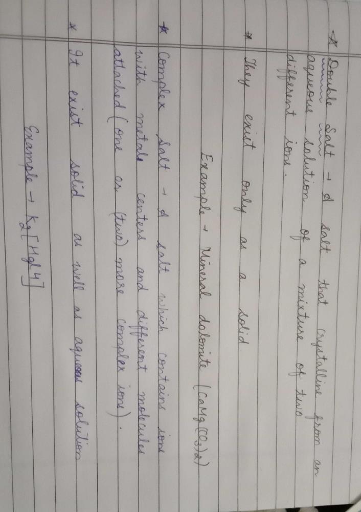 Difference between Double Salt and Complex Salt ? | EduRev Class 10 ...