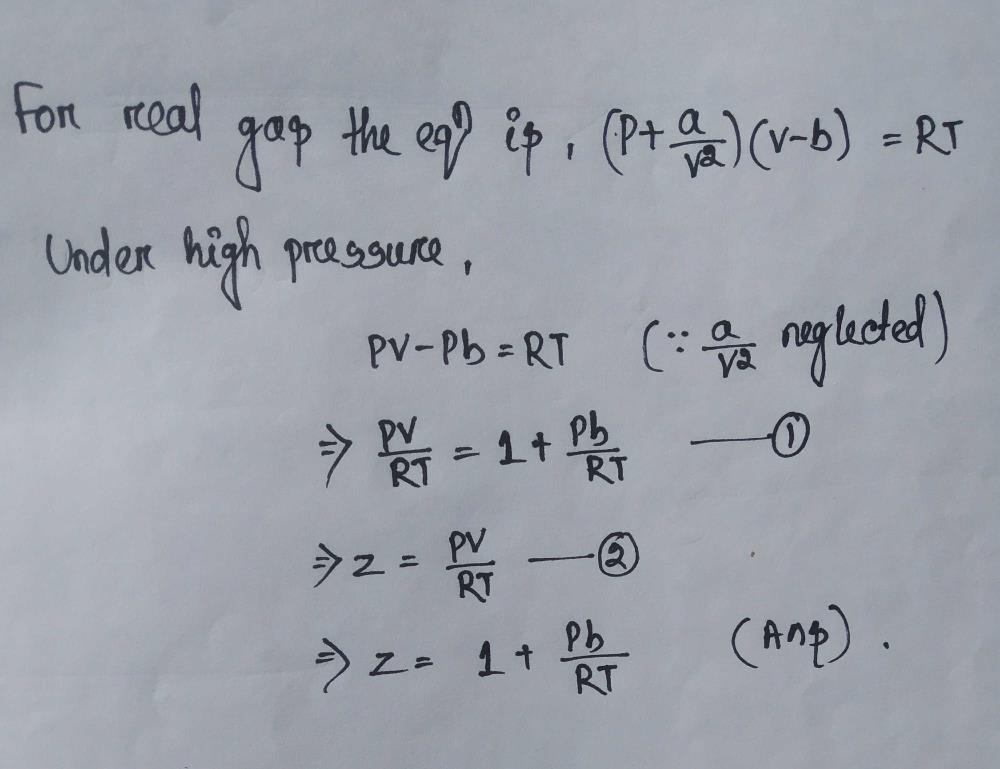 The Compressibility Factor Z For A Real Gas Under High Pressure Isa