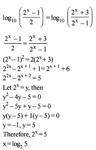 If log10 2, log10 (2x- 1) and log10(2x+ 3 ) are three consecutive terms ...