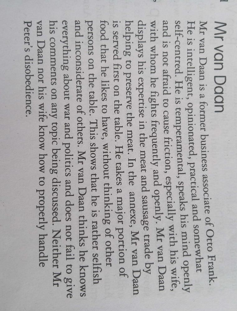 Character Sketch of Mr. Van Daan and Mrs. Van Daan? | EduRev Class 10 ...